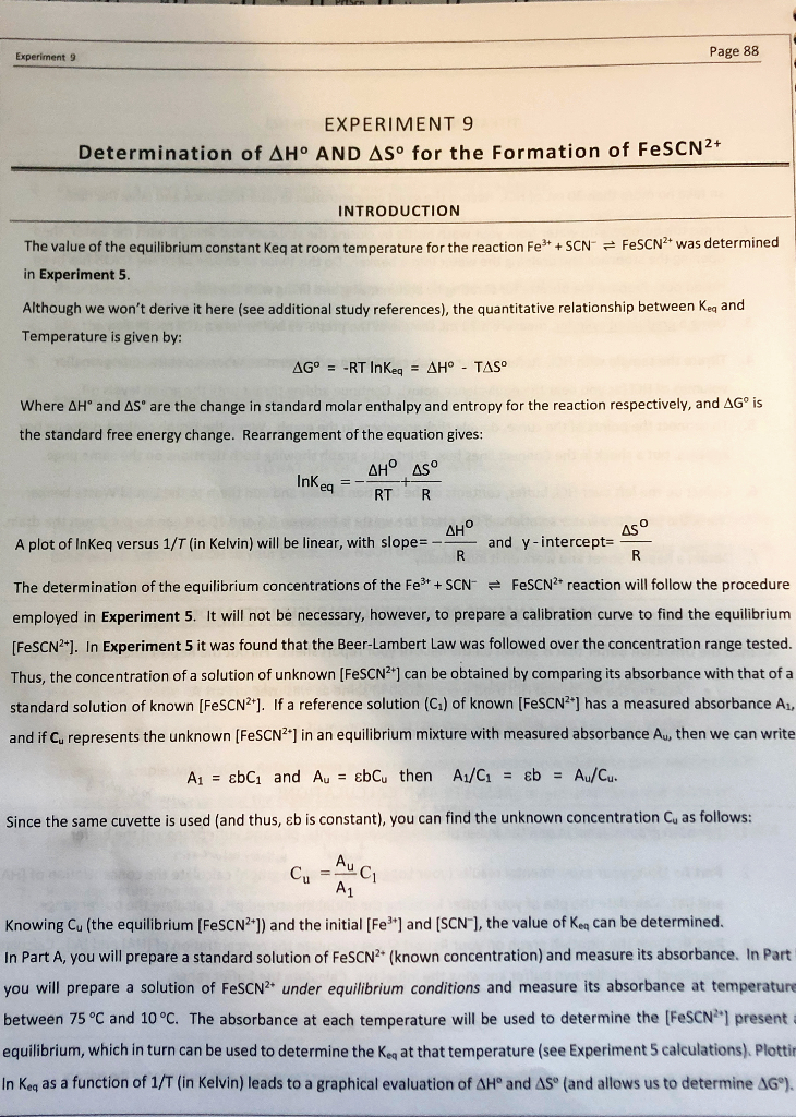 Solved -- PreLab Spreadsheet Exercise Enthalpy and Entropy | Chegg.com