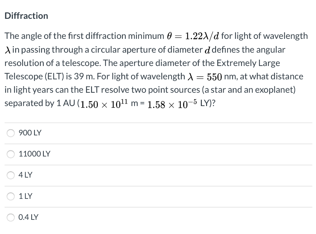 Solved Diffraction The angle of the first diffraction | Chegg.com