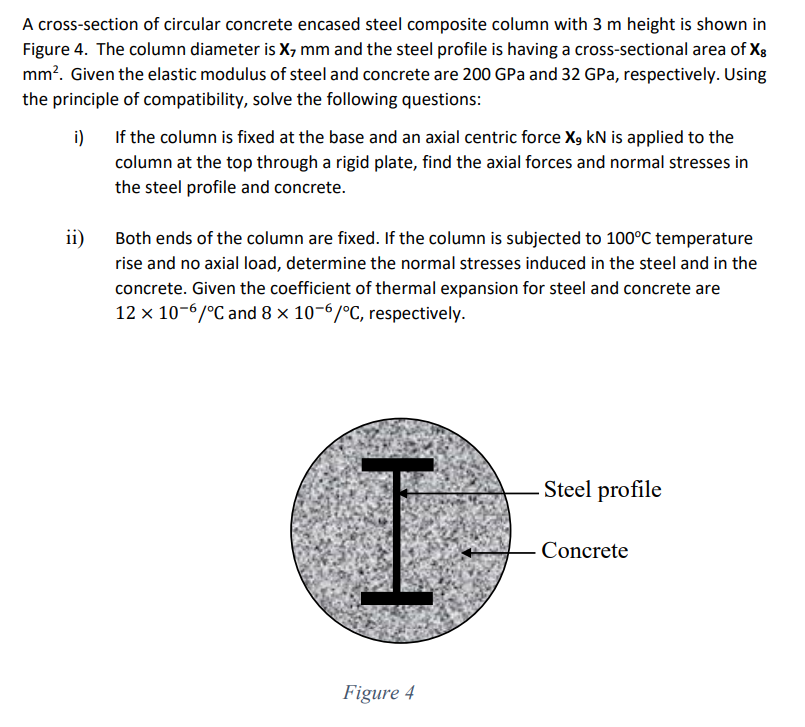 Solved A cross-section of circular concrete encased steel | Chegg.com