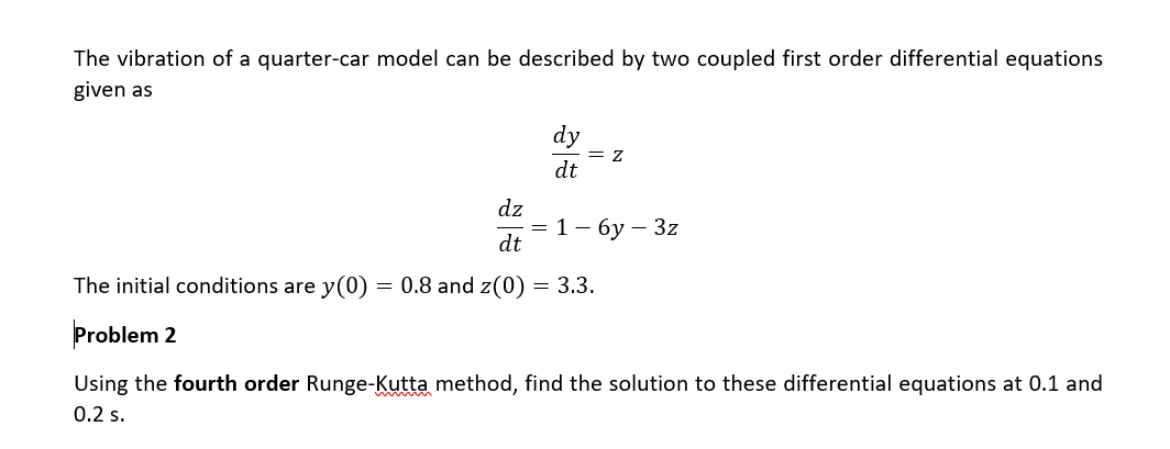 Solved The vibration of a quarter-car model can be described | Chegg.com