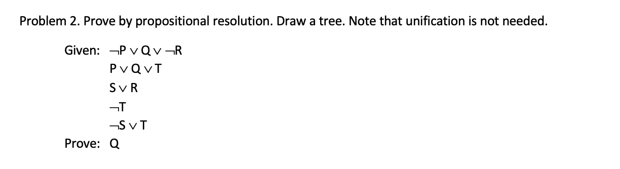 Solved Problem 2. Prove by propositional resolution. Draw a | Chegg.com
