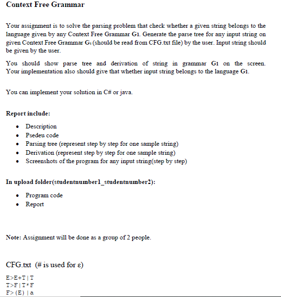 Solved it can be any Cfg. The CFG given is just an example. | Chegg.com