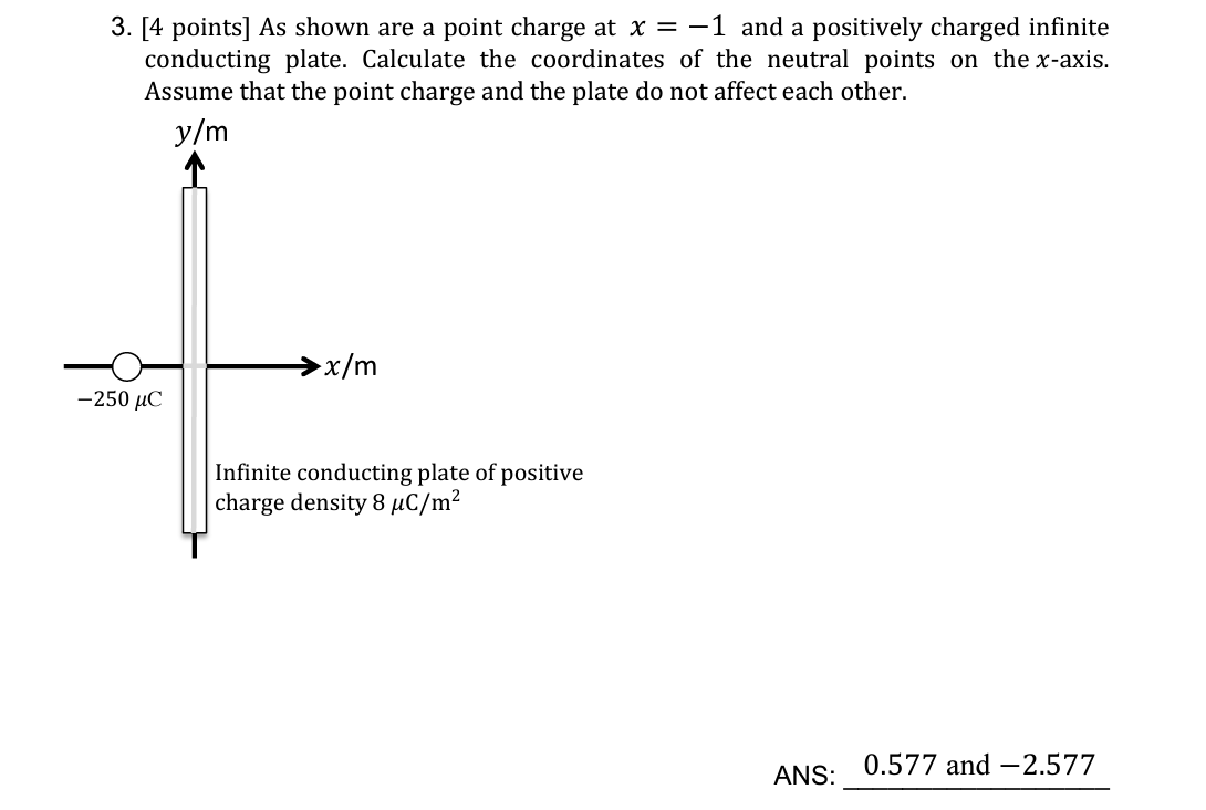 Solved 3. [4 ﻿points] ﻿As shown are a point charge at \( | Chegg.com