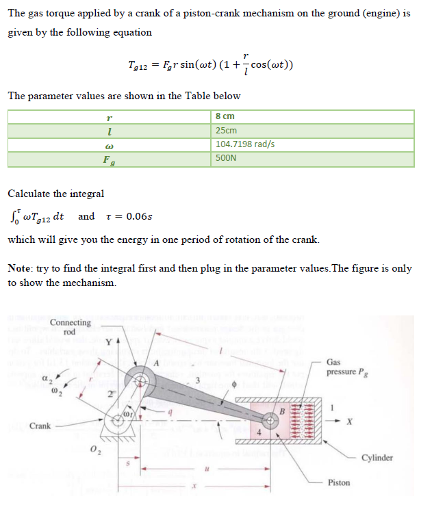 Solved The gas torque applied by a crank of a piston-crank | Chegg.com