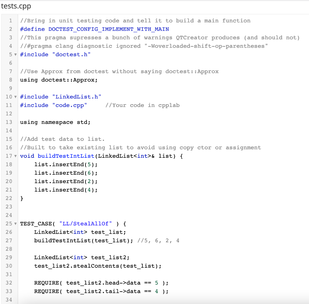 Solved C++. LinkedList StealContents. Provide code and | Chegg.com