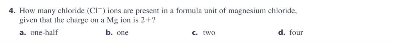 Solved 4. How many chloride (Cl−)ions are present in a | Chegg.com
