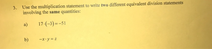 Solved Use the multiplication statement to write two | Chegg.com