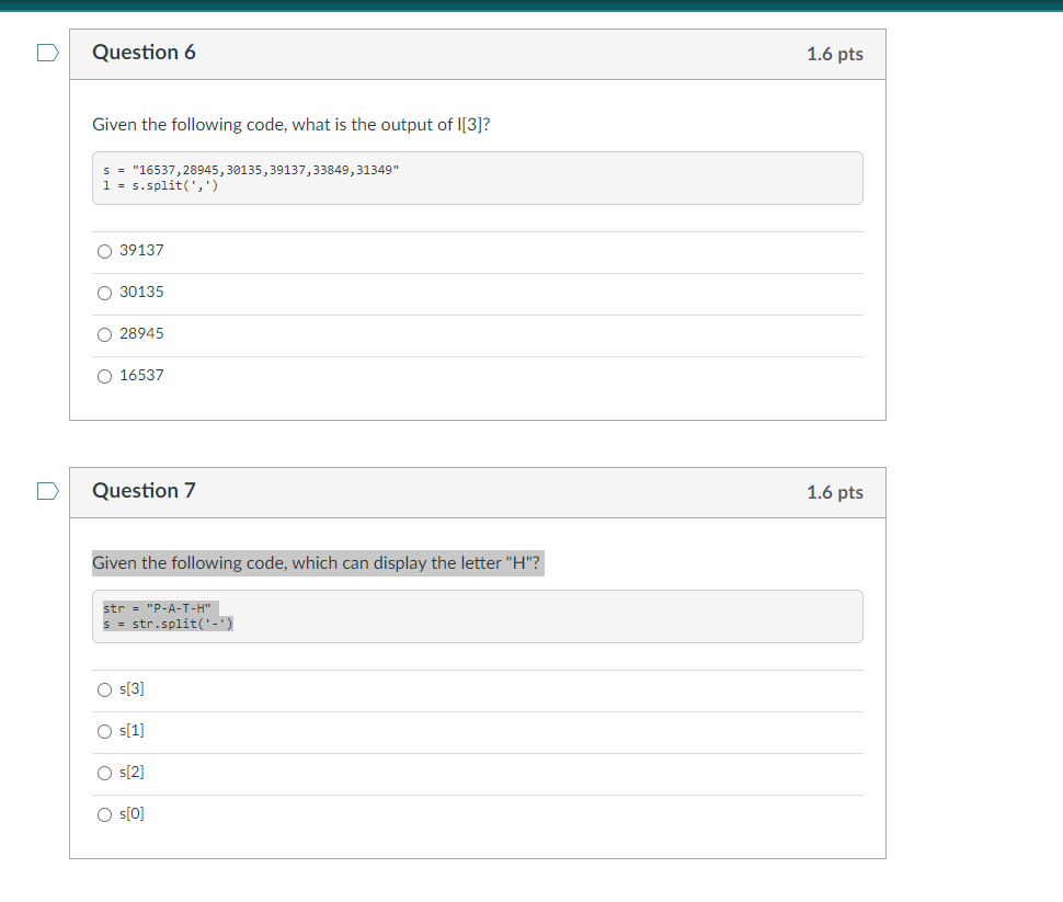 Solved Given the following code, what is the output of I[3]? | Chegg.com