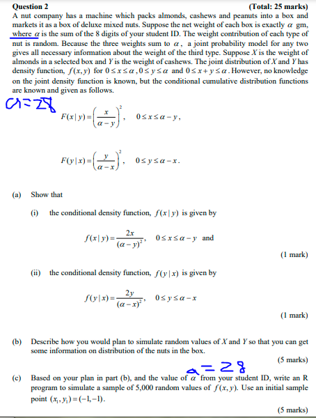 Solved a=28 (sum of 8 digits of student id), show all step! | Chegg.com