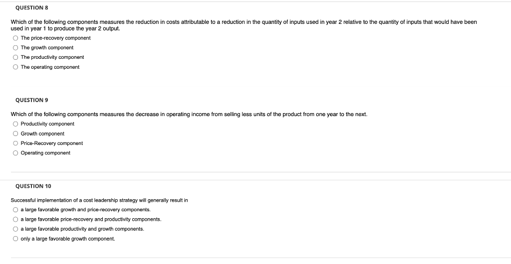 Solved Which of the following components measures the | Chegg.com