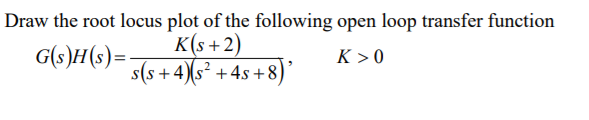 Solved Draw the root locus plot of the following open loop | Chegg.com