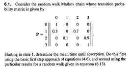 Solved 6.1. Consider the random walk Markov chain whose | Chegg.com