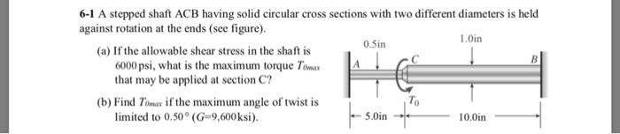 Solved 6-1 A stepped shaft ACB having solid circular cross | Chegg.com