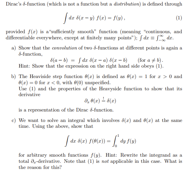Solved Diracs δ Function Which Is Not A Function But A