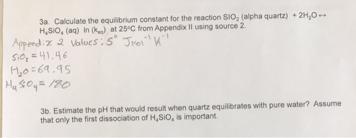 Solved 3a. Calculate the equilibrium constant for the | Chegg.com