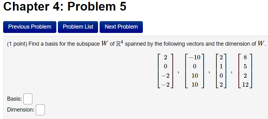 Solved Chapter 4: Problem 5 Previous Problem Problem List | Chegg.com