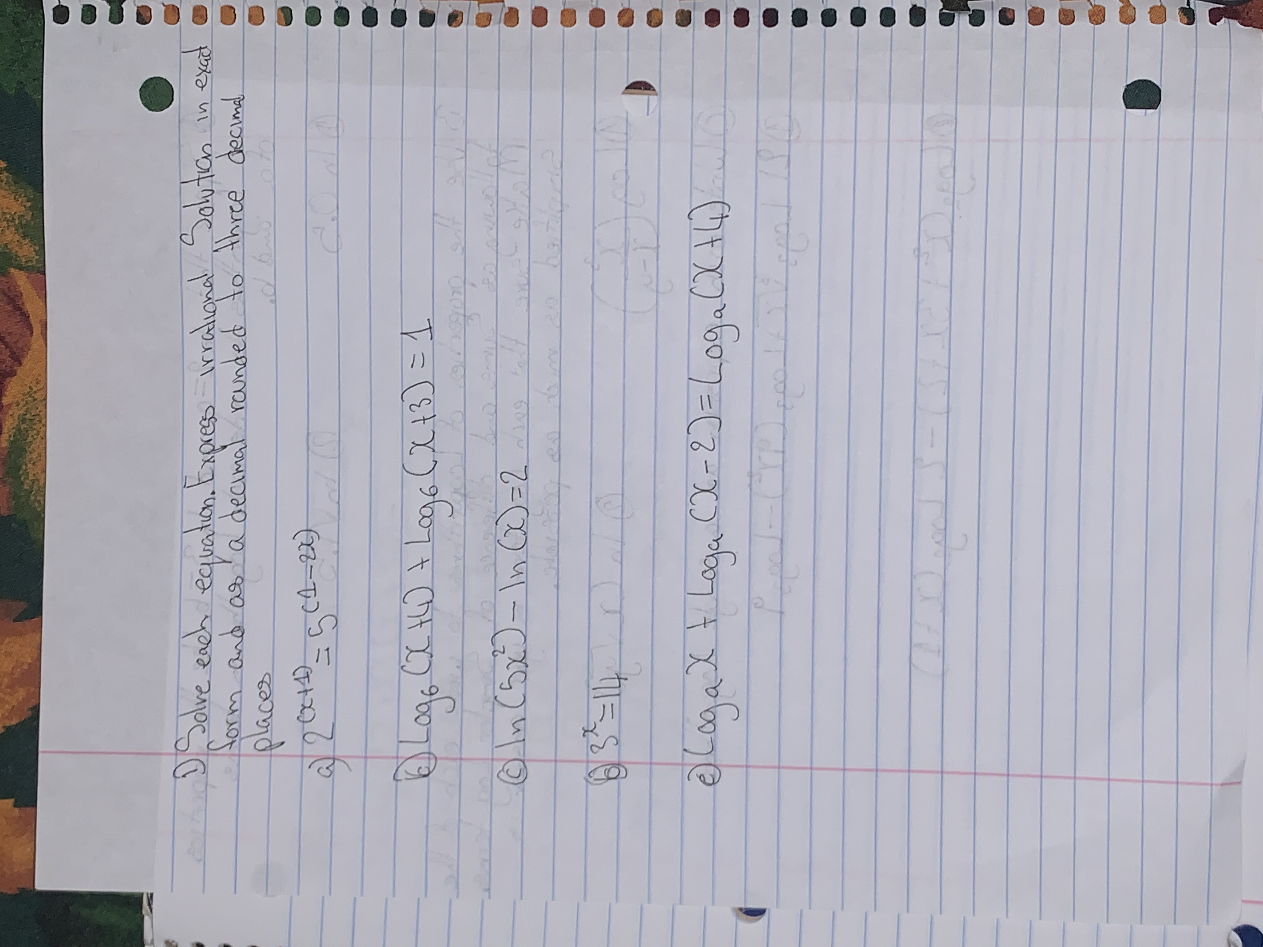 Solved 1) Solve each equation. Express irrational Solution | Chegg.com