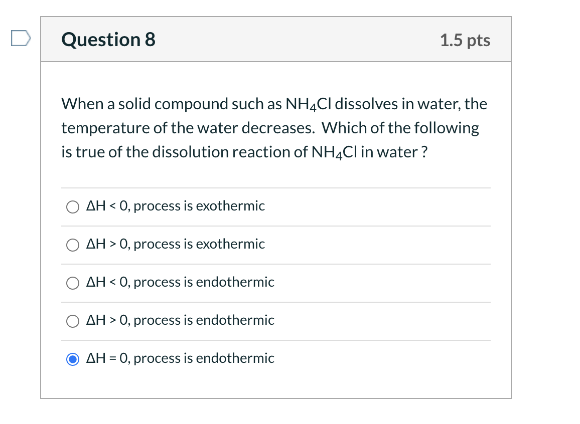 Solved When a solid compound such as NH4Cl dissolves | Chegg.com
