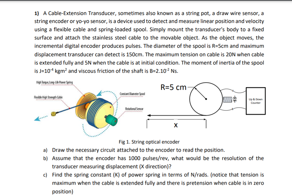 1) A Cable-Extension Transducer, sometimes also known | Chegg.com