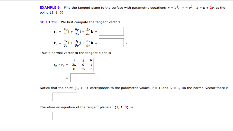 Solved EXAMPLE 9 Find the tangent plane to the surface with | Chegg.com