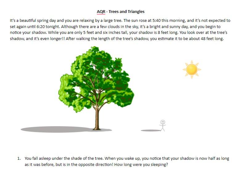 Solved AQR- Trees and Triangles It's a beautiful spring day | Chegg.com