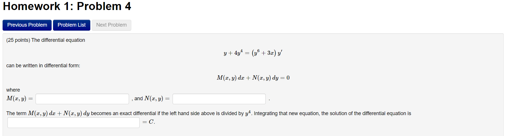 Solved Homework 1: Problem 4 Previous Problem Problem List | Chegg.com