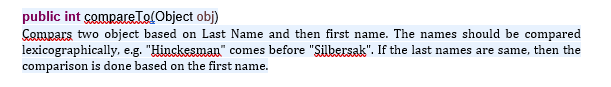 Solved how to use the compareTo method to array the name | Chegg.com