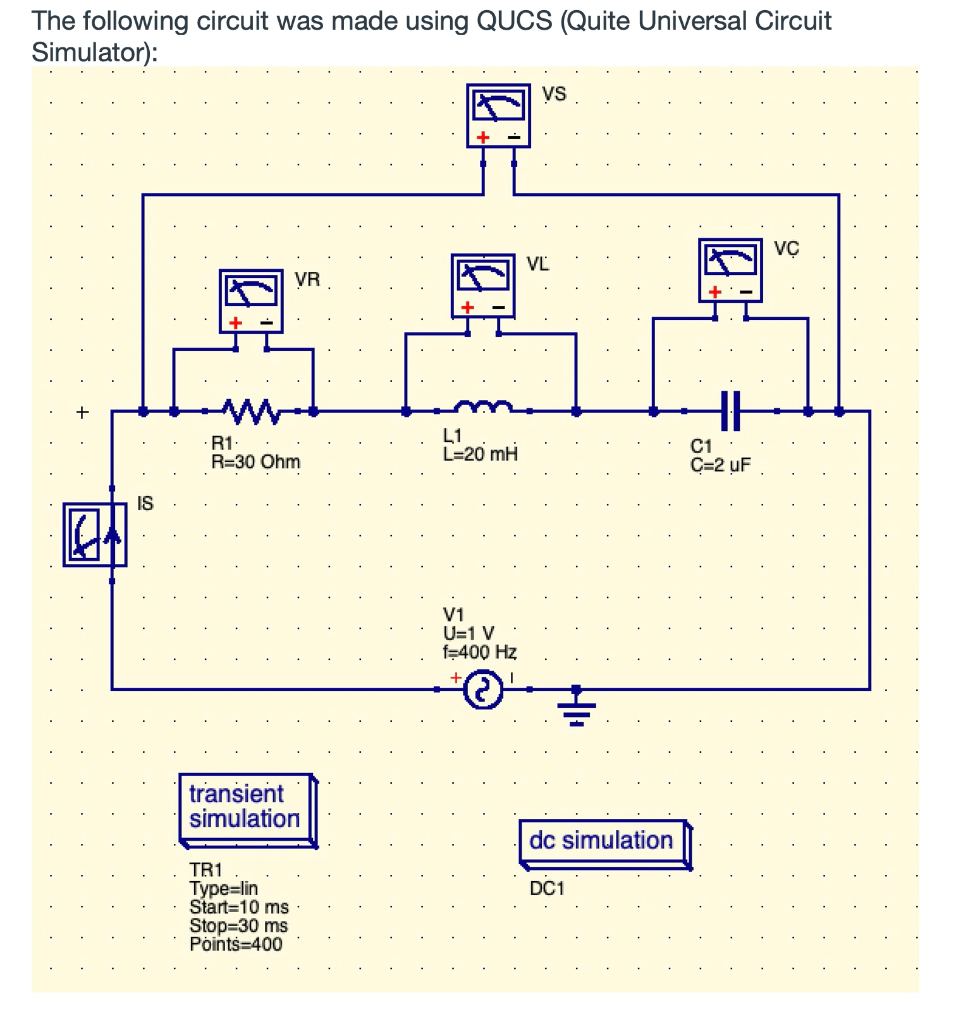 Solved The Following Circuit Was Made Using Qucs Quite