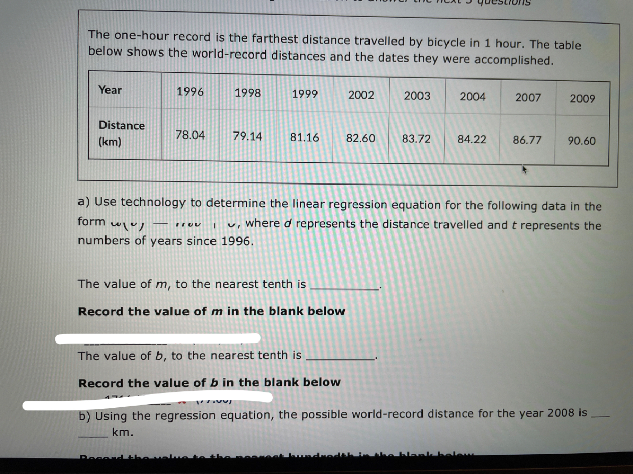 Solved The one-hour record is the farthest distance | Chegg.com