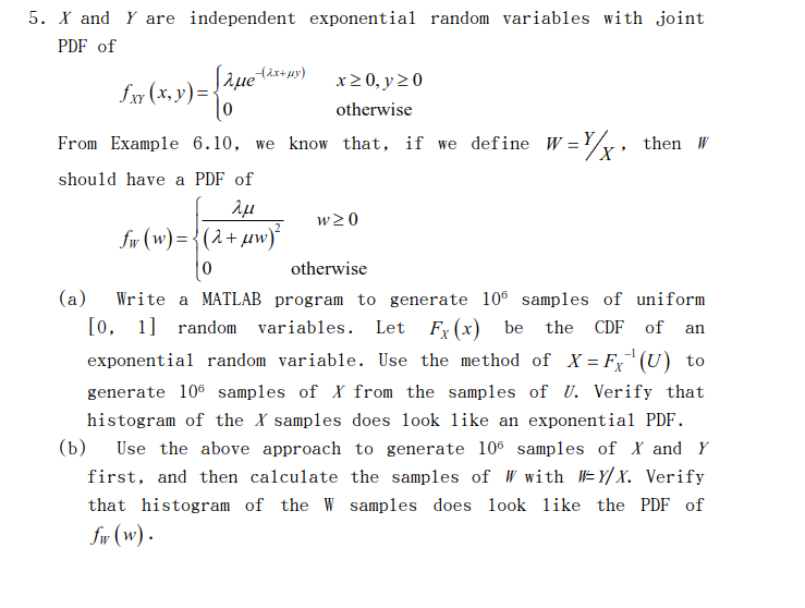 X and Y are independent exponential random variables | Chegg.com