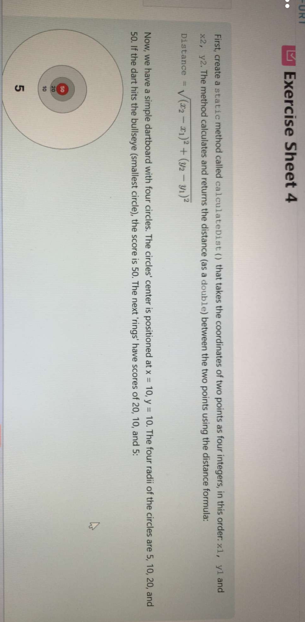 Solved First, create a static method called calculateDist () | Chegg.com