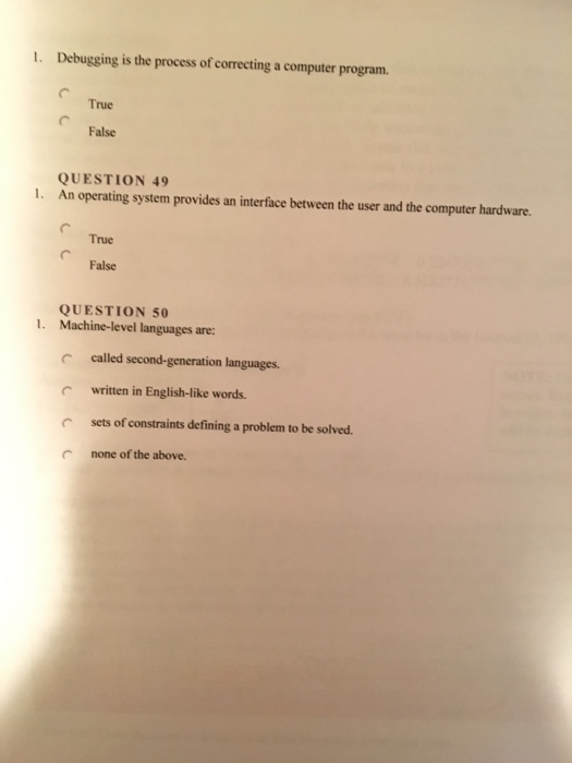 Solved 1. Debugging is the process of correcting a computer | Chegg.com