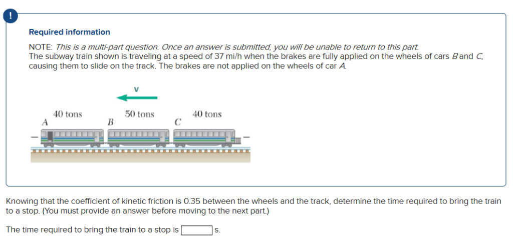 Solved The subway train shown is traveling at a speed of 37 | Chegg.com