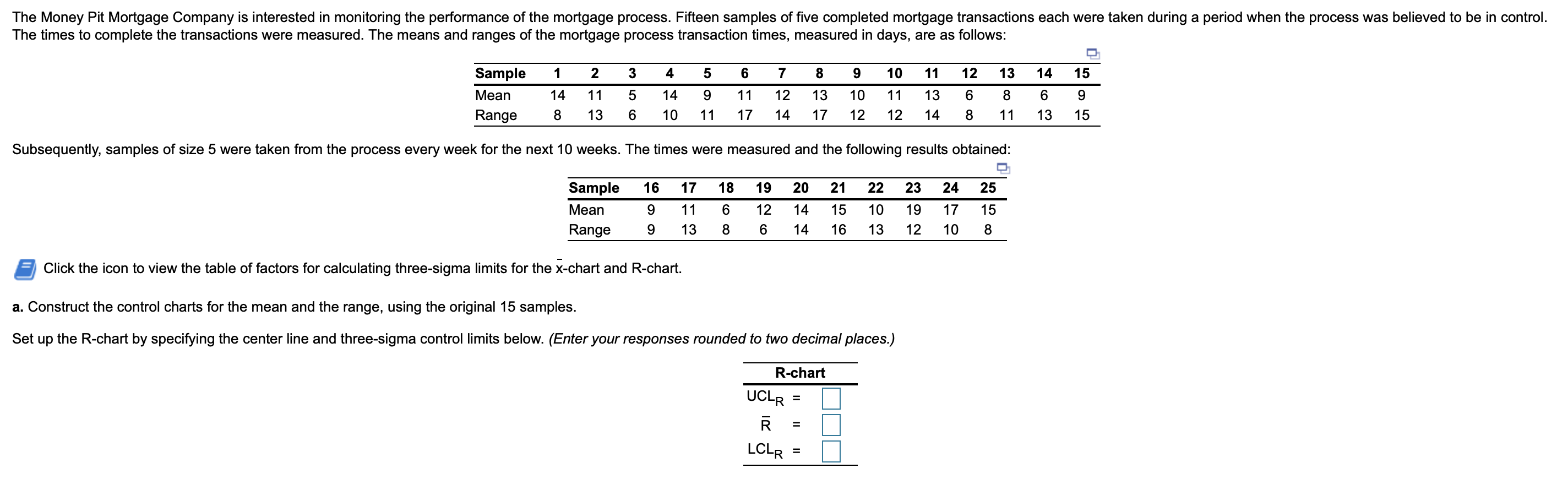 Solved Х Reference Factors for calculating three-sigma | Chegg.com