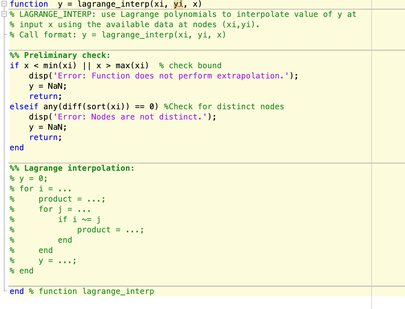 Create a MATLAB function named lagrange interp.m to | Chegg.com