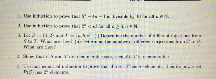 Solved 1. Use induction to prove that 5" - 4n 1 is divisible | Chegg.com