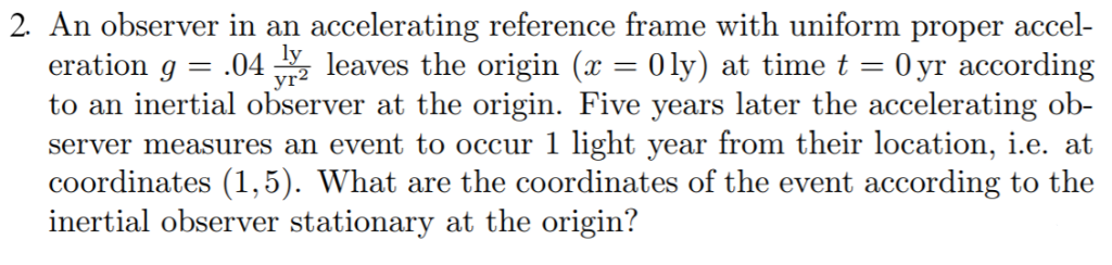 Solved n observer in an accelerating reference frame with | Chegg.com