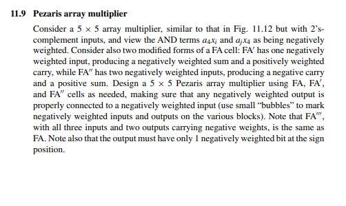 11.9 Pezaris array multiplier Consider a 5 x 5 array | Chegg.com