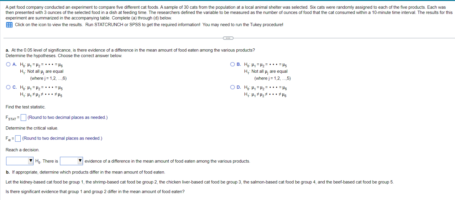 Solved experiment are summarized in the accompanying table. | Chegg.com
