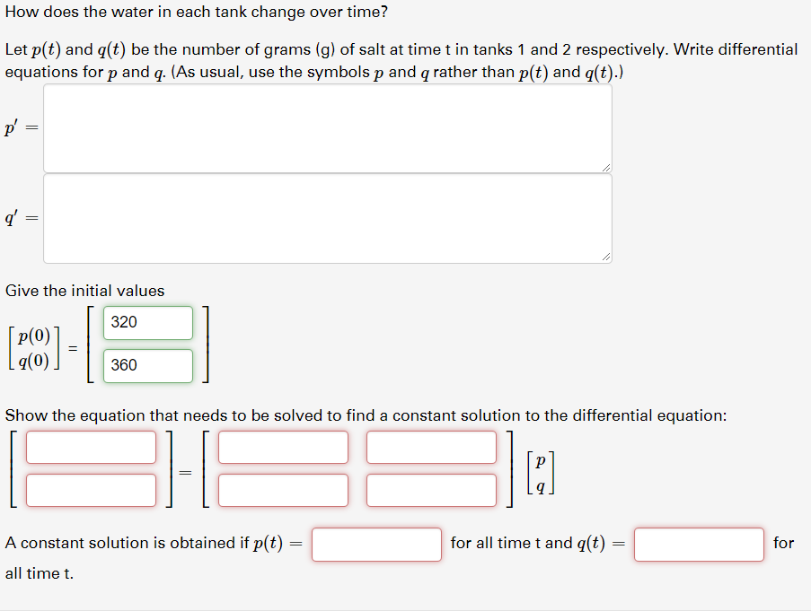 Solved (1 point) Consider two interconnected tanks as shown | Chegg.com
