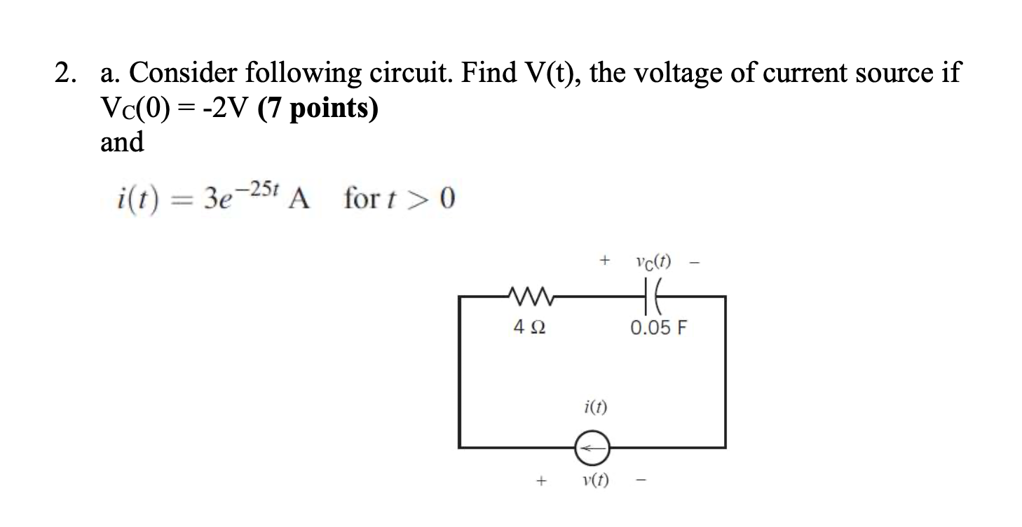 Solved 2. a. Consider following circuit. Find V(t), the | Chegg.com
