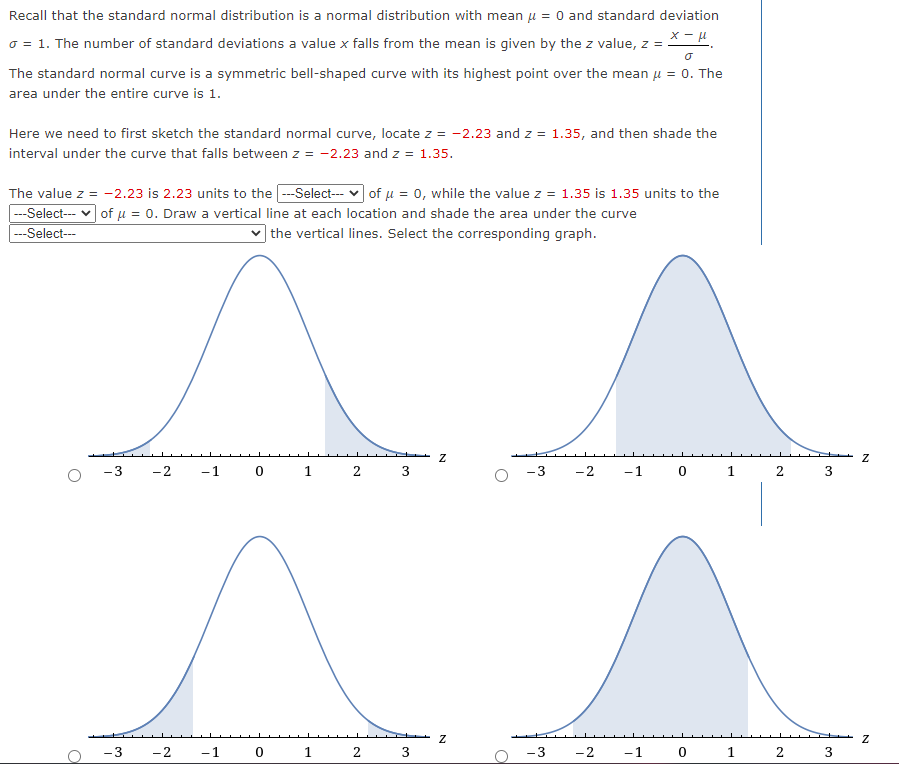 Solved Sketch the area under the standard normal curve over | Chegg.com
