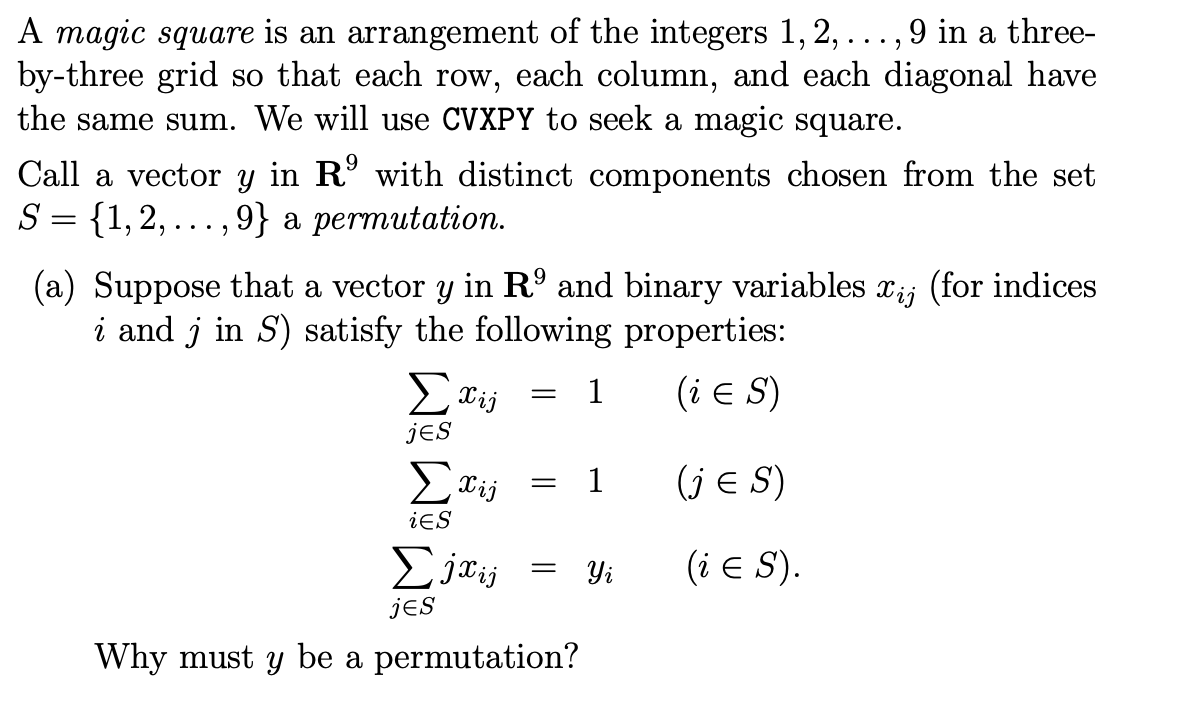 Solved A magic square is an arrangement of the integers 1, | Chegg.com