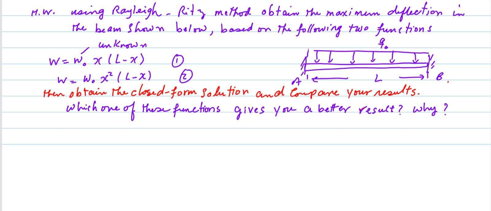 Solved 7 H.w. using Rayleigh Ritz method obtain the maximum | Chegg.com