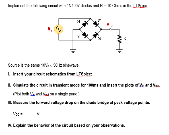 Solved Implement the following circuit with 1N4007 diodes | Chegg.com