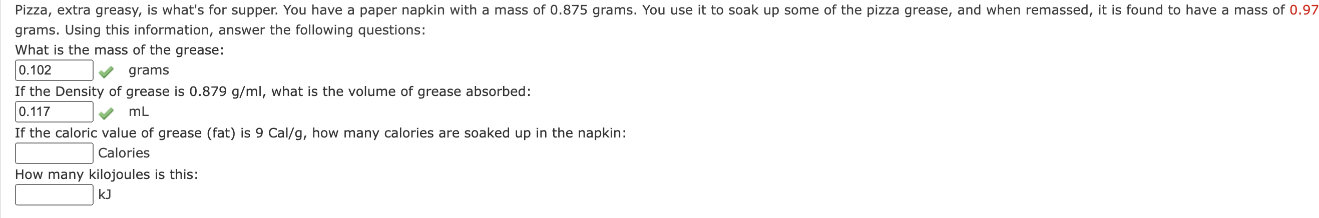 Solved grams. Using this information, answer the following | Chegg.com