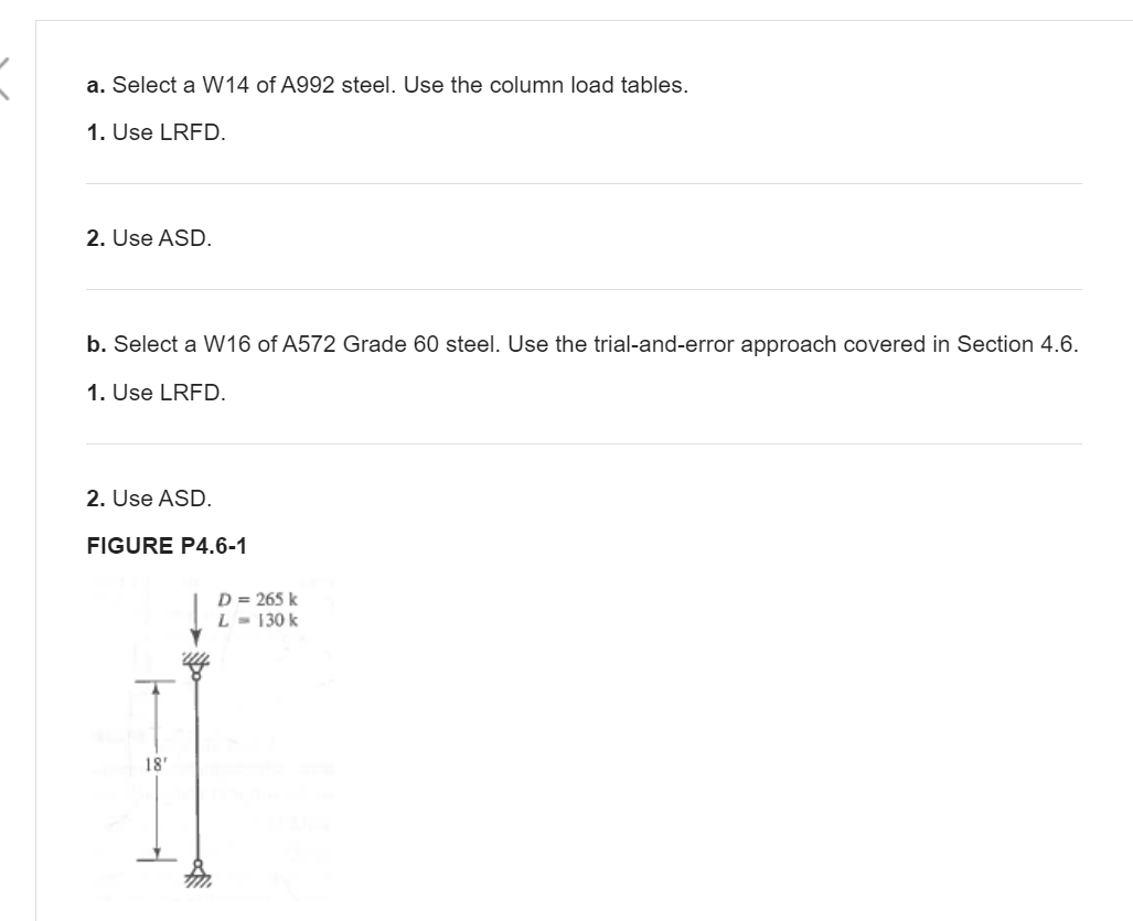 Solved a. Select a W14 of A992 steel. Use the column load | Chegg.com