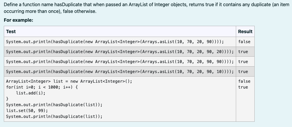 Solved Define a function name hasDuplicate that when passed | Chegg.com