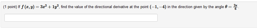 Solved (1 point) If f(x,y)=3x2+1y2, find the value of the | Chegg.com