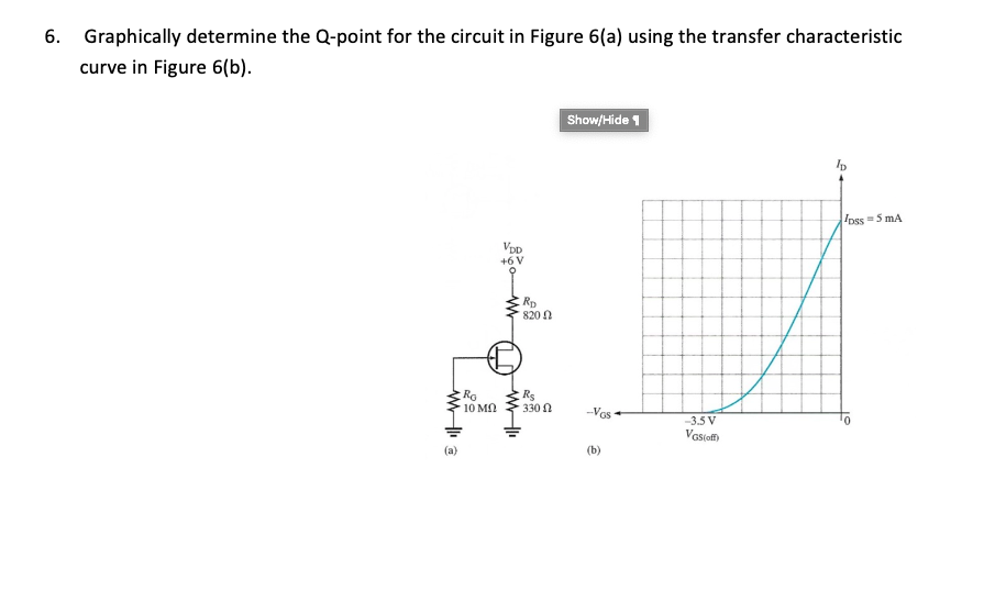 Solved 6. Graphically determine the Q-point for the circuit | Chegg.com